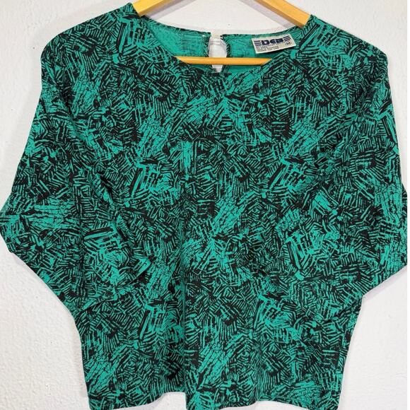 Deb | Tops | Vintage Deb Shirt 99s Abstract Womens Teal Black Boxy Fit ...